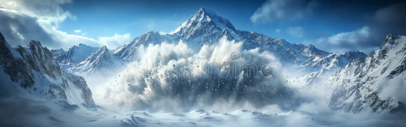 Avalanche on a Snowy Mountain: Natures Unpredictable Power and Force ...