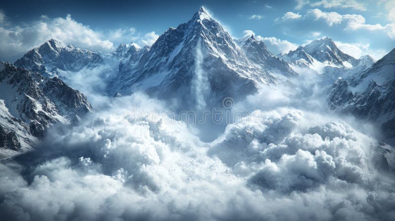 Avalanche on a Snowy Mountain: Natures Unpredictable Power and Force ...