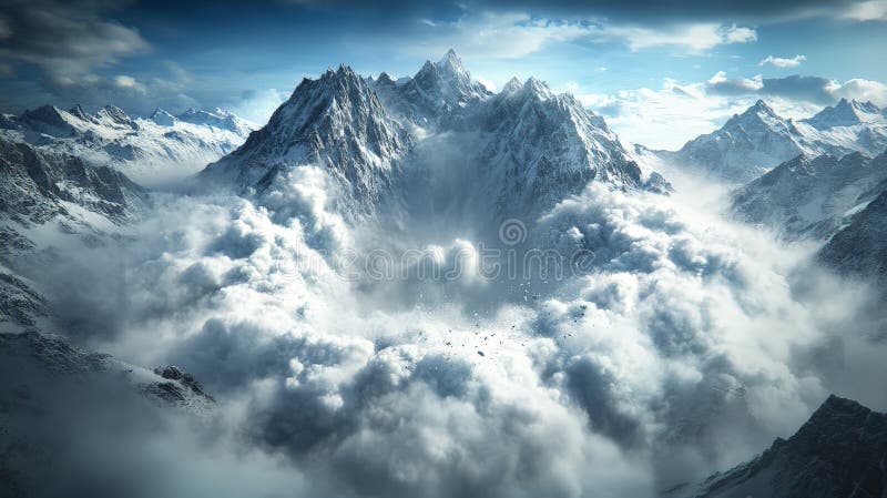 Avalanche on a Snowy Mountain: Natures Unpredictable Power and Force ...