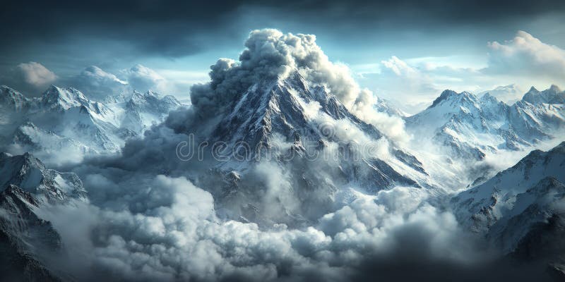 Avalanche on a Snowy Mountain: Natures Unpredictable Power and Force ...