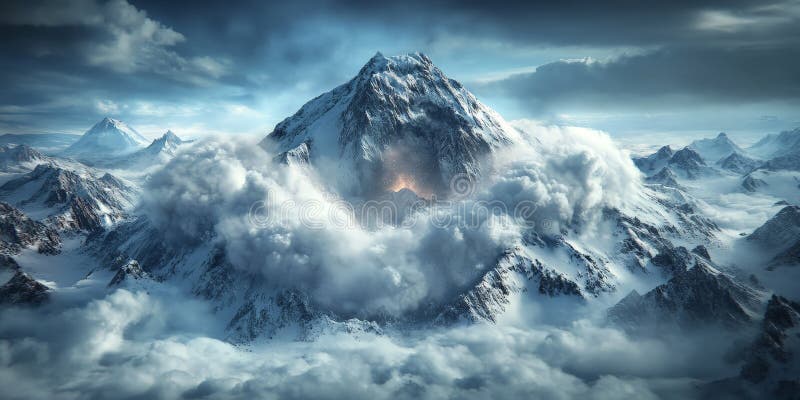 Avalanche on a Snowy Mountain: Natures Unpredictable Power and Force ...