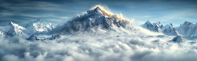 Avalanche on a Snowy Mountain: Natures Unpredictable Power and Force ...