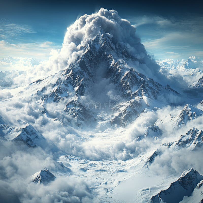 Avalanche on a Snowy Mountain: Natures Unpredictable Power and Force ...