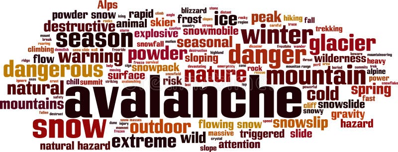 Avalanche word cloud stock vector. Illustration of extreme - 260174084