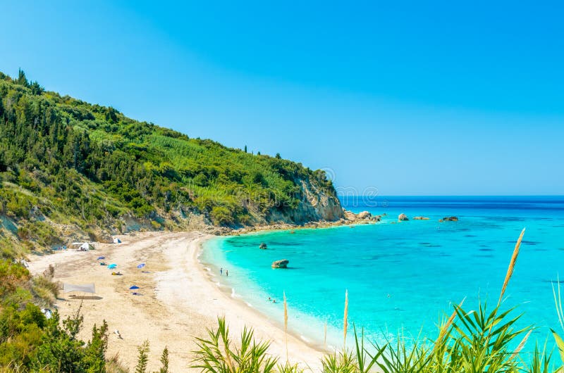 Avali-Strand, Lefkas-Insel, Griechenland Stockbild - Bild von strand ...