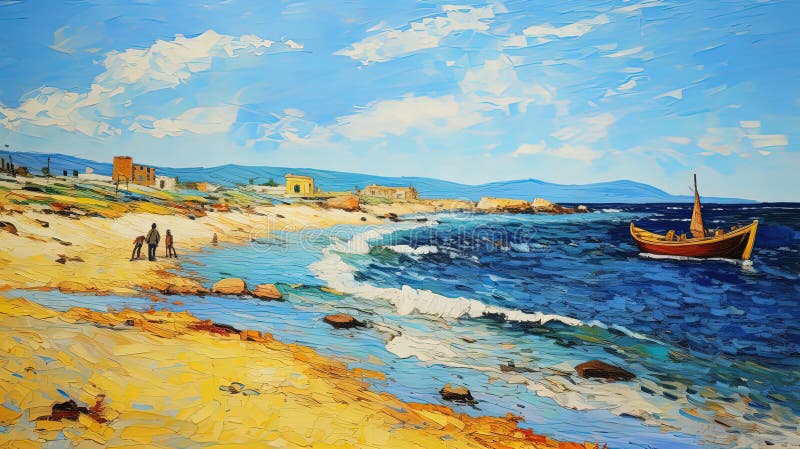 Avangarde Painting of Cyprus Beach Stock Illustration - Illustration of ...