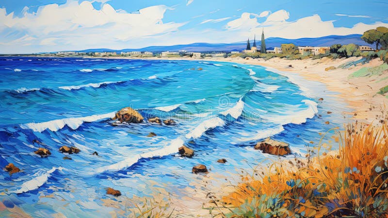 Avangarde Painting of Cyprus Beach Stock Illustration - Illustration of ...