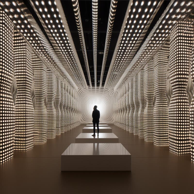 An Avant-garde Exhibition Hall with 3D Optical Illusion Walls Stock ...