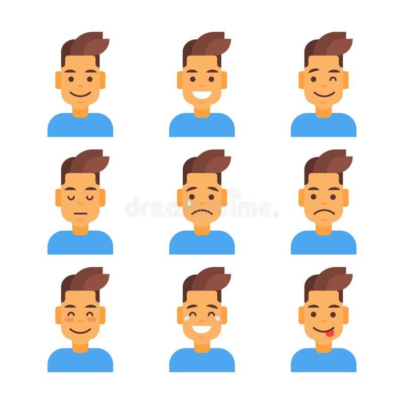 Avatar Ajustado Da Emoção Diferente Do Homem Do ícone Do Perfil