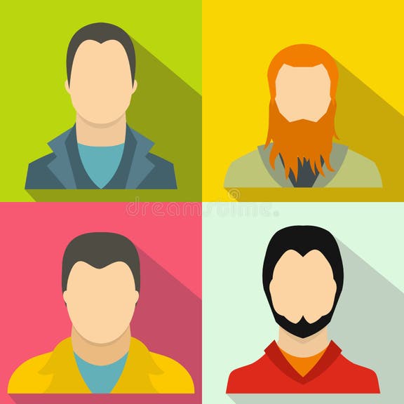 Avatar Banners Set, Flat Style Stock Illustration - Illustration of ...