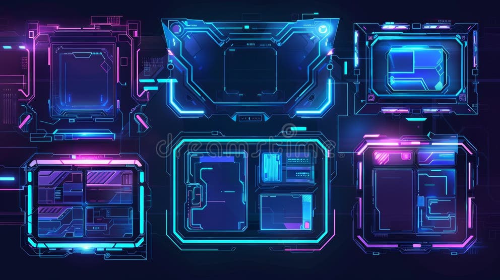 An Avatar Box Template with Blue Neon Glow in Sci Fi Style. this is a ...