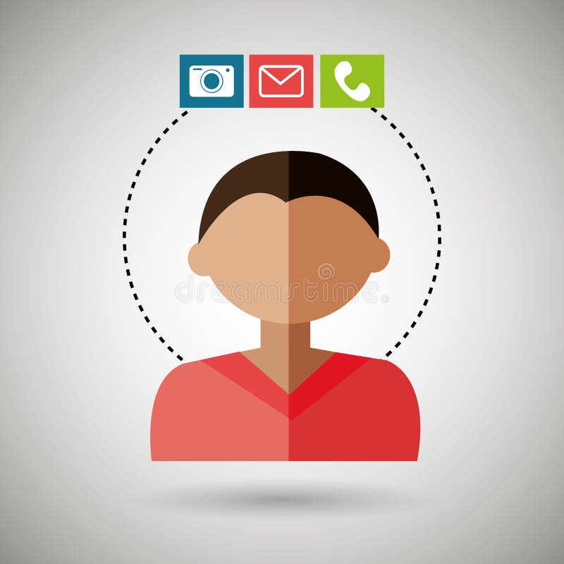 Avatar Camera Email Telephone Stock Illustration - Illustration of ...