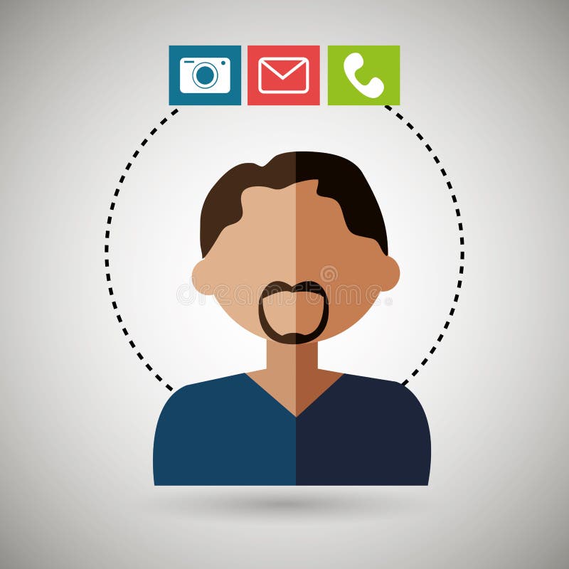 Avatar Camera Email Telephone Stock Illustration - Illustration of ...
