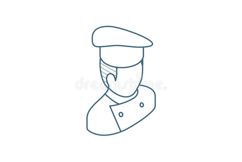 Avatar Chef Man, Cook Isometric Icon. 3d Line Art Technical Drawing ...