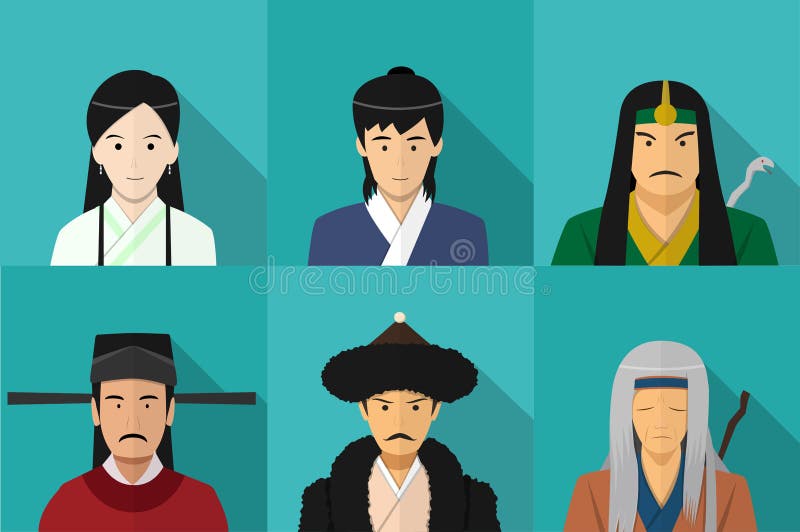 Avatar of Chinese People in Flat Style, Vector Art Stock Vector ...
