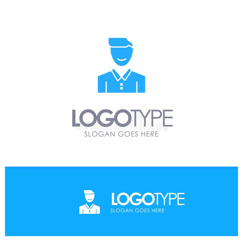 Avatar, Client, Face, Happy, Man, Person, User Blue Solid Logo with ...
