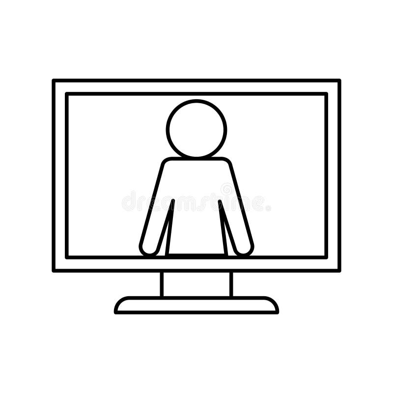 Avatar on Computer in Video Chat Silhouette Style Icon Vector Design ...