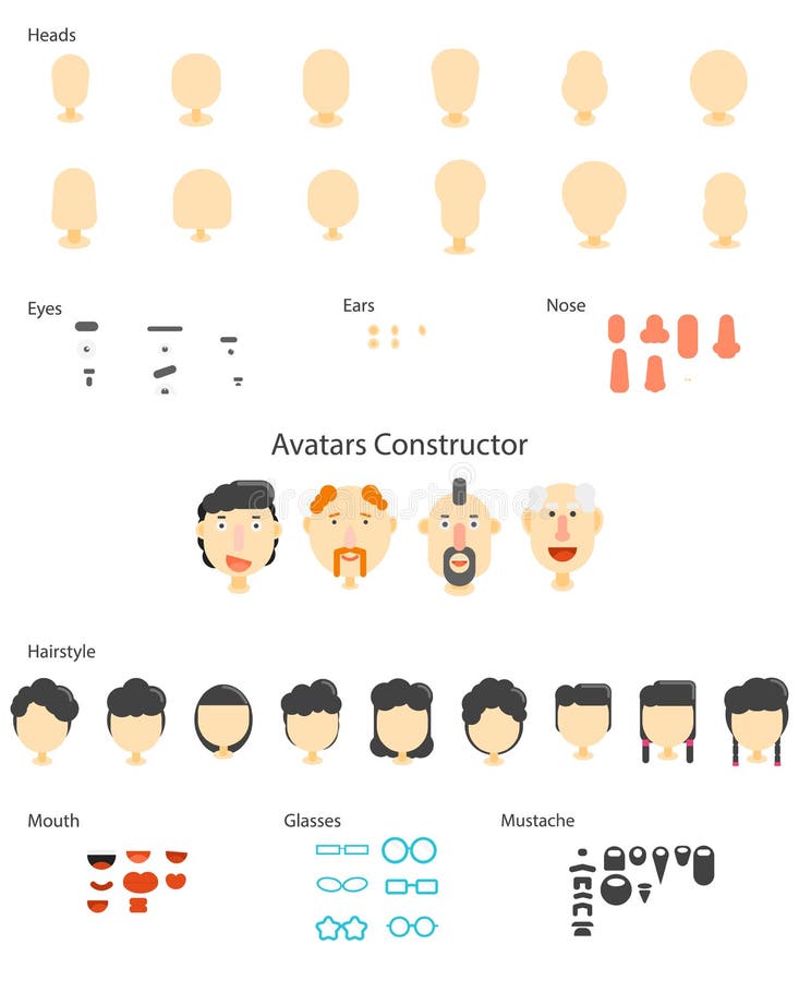 Avatar constructor graphic stock vector. Illustration of builder ...