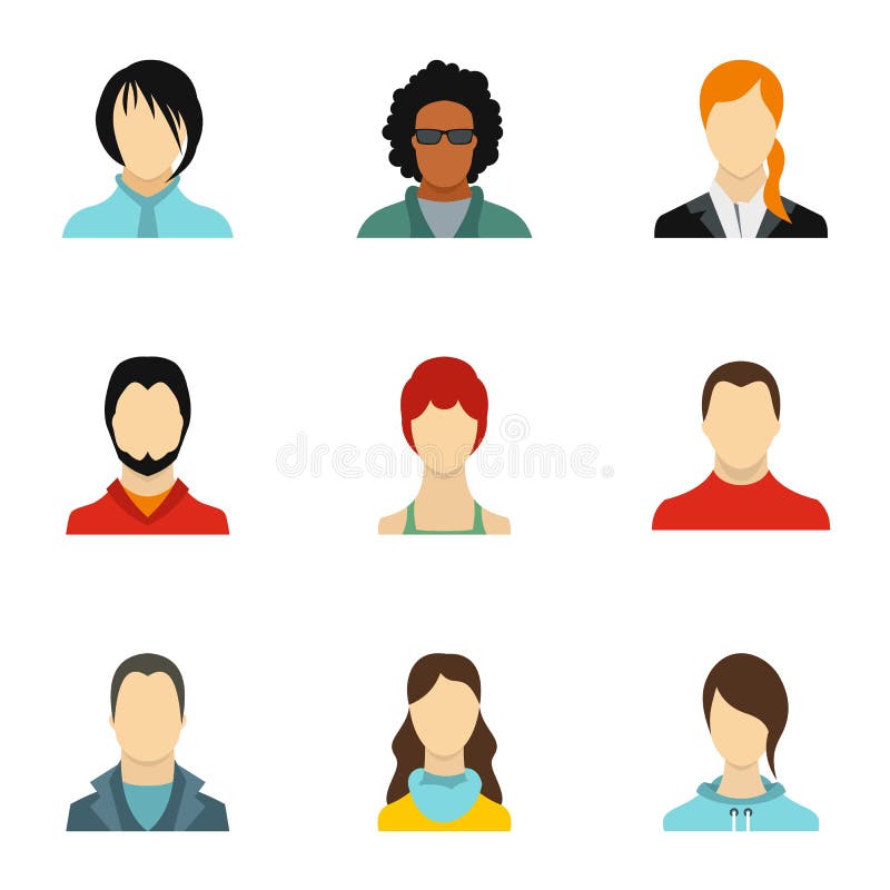 Avatar of Different People Icons Set, Flat Style Stock Vector ...