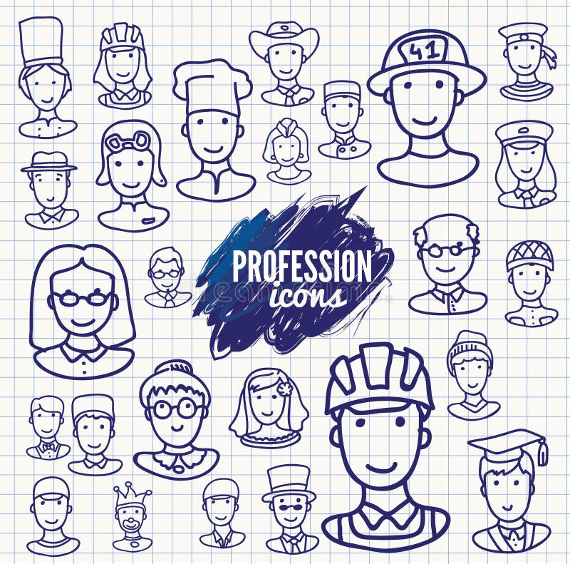 Avatar Doodle Design Icons. People Icons Stock Vector - Illustration of ...