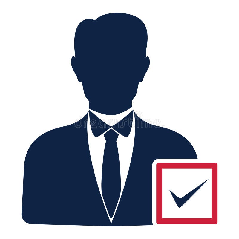 Avatar of Election Candidate with a Check Mark. Vector Illustration ...