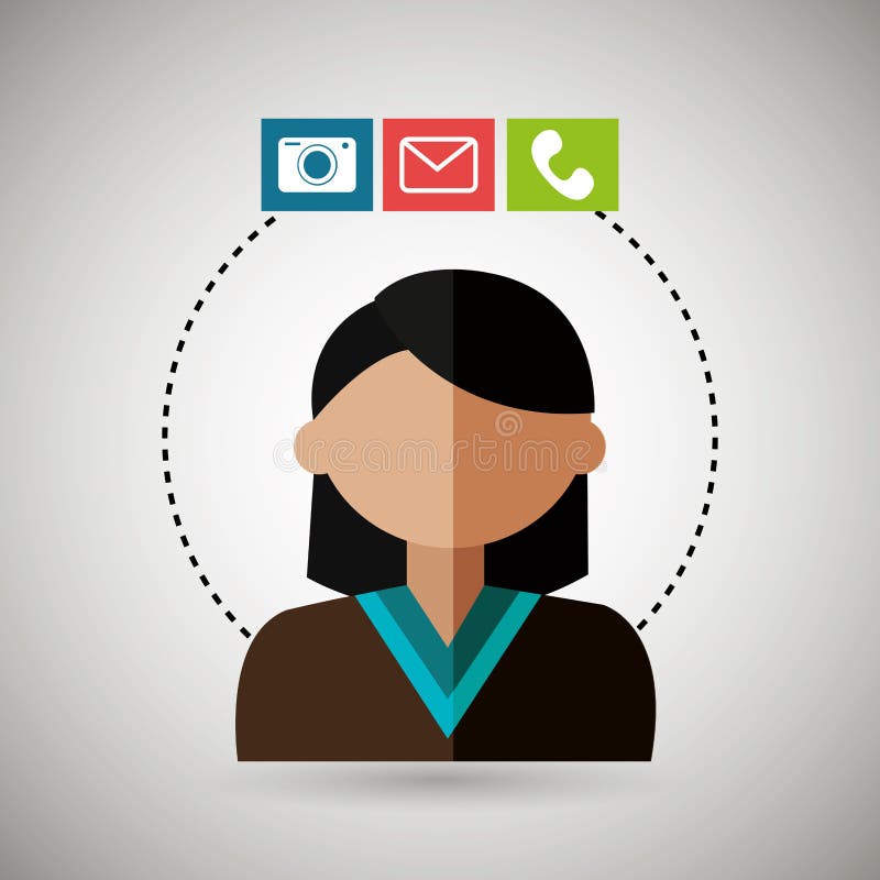 Avatar Email Telephone Camera Stock Illustration - Illustration of mail ...