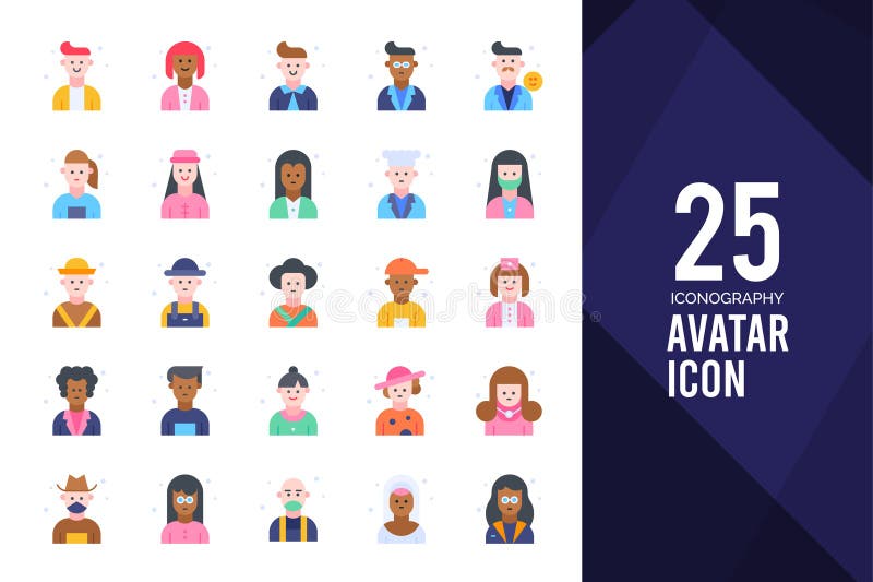 25 Avatar Flat Icon Pack. Vector Illustration Stock Vector ...