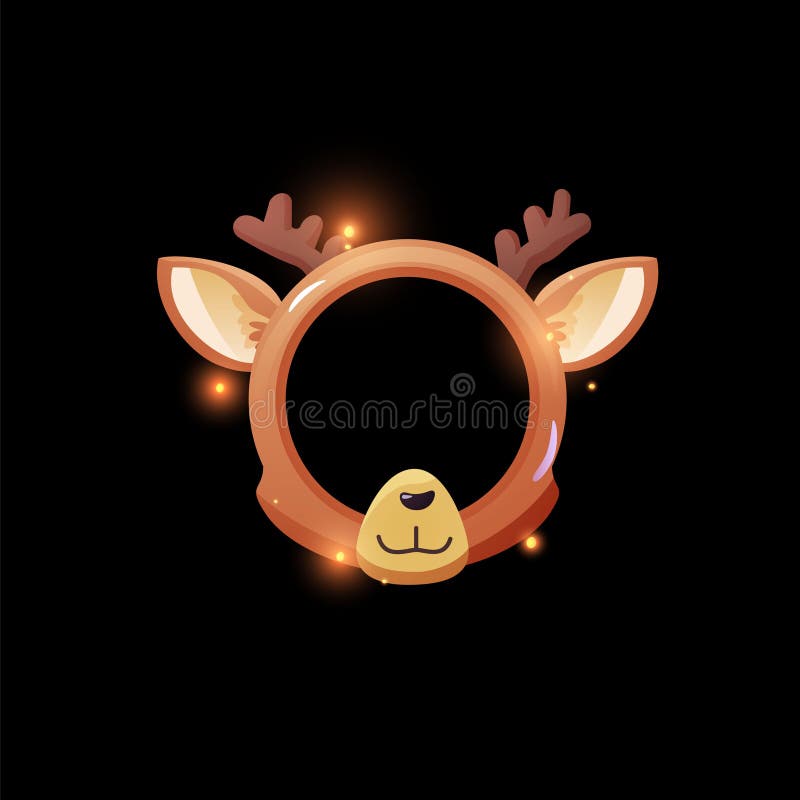 Avatar Frame Deer with Horns Cartoon Vector, Achievement Round Empty ...