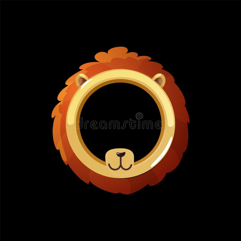 Avatar Frame Lion Muzzle Cartoon Vector, Achievement Round Empty ...