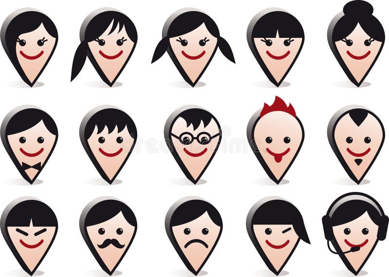 Avatar Heads, Vector Faces Icon Set Stock Vector - Illustration of ...