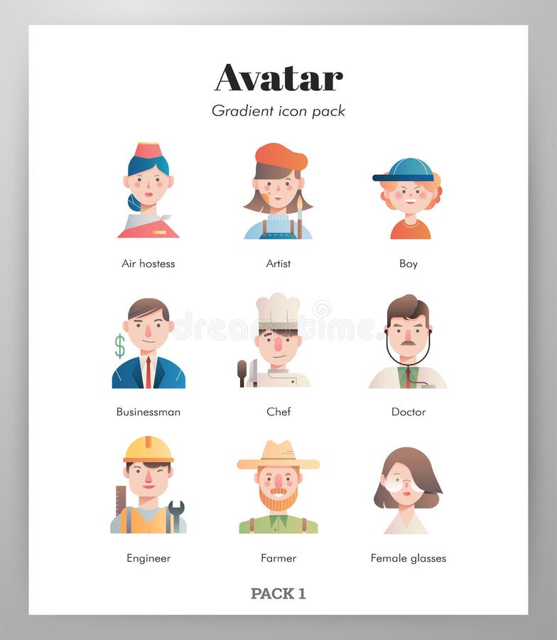Avatar icons gradient pack stock vector. Illustration of male - 152078586