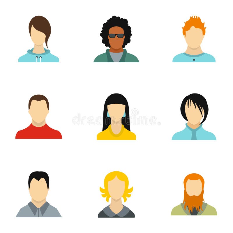 Avatar Icons Set, Flat Style Stock Vector - Illustration of abstract ...