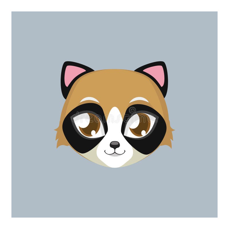 Avatar Lindo Del Mapache Con Colores Planos Ilustración del Vector ...