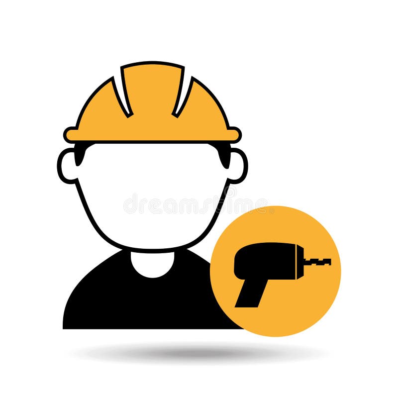 Avatar Man Construction Worker with Drill Tool Icon Stock Illustration ...