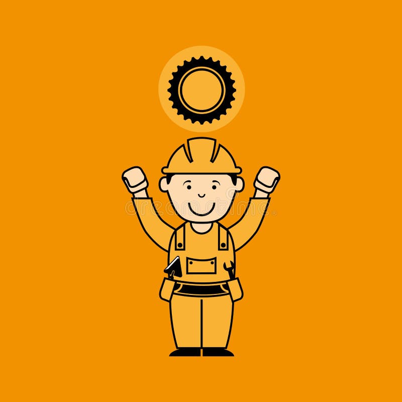 Avatar Man Construction Worker with Gear Engine Icon Stock Illustration ...