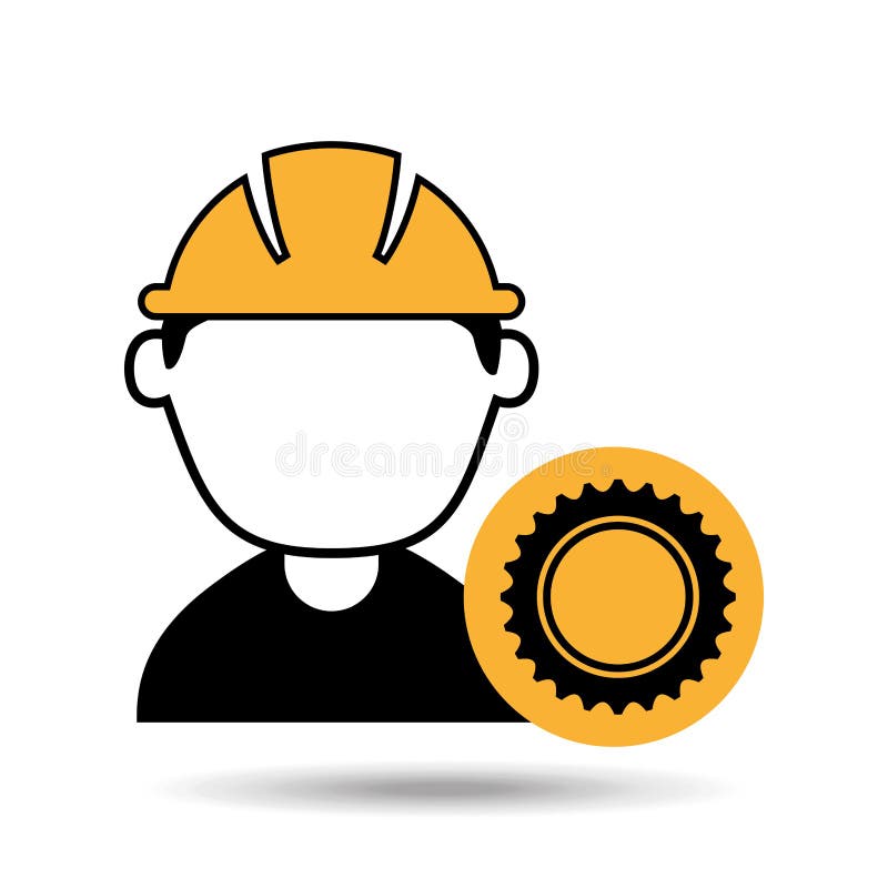 Avatar Man Construction Worker with Gear Engine Icon Stock Illustration ...