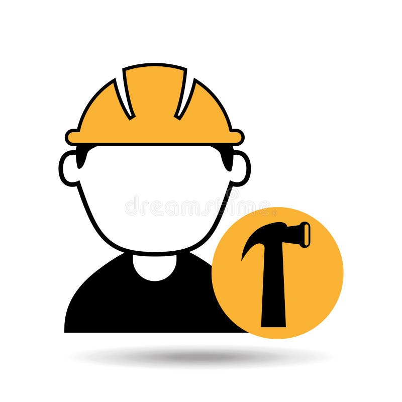 Avatar Man Construction Worker with Hammer Tool Icon Stock Illustration ...