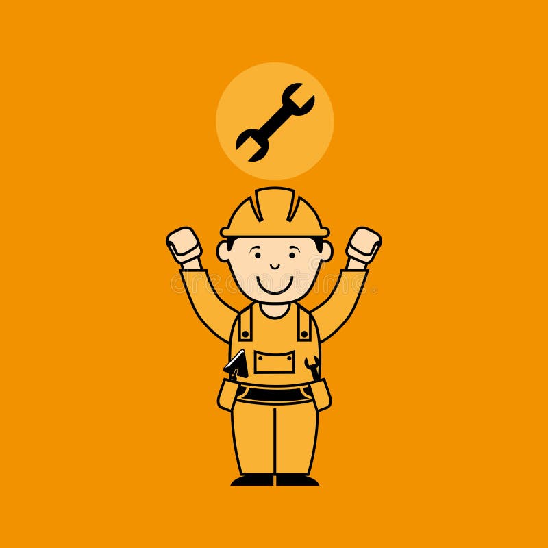 Avatar Man Construction Worker with Wrench Tool Icon Stock Illustration ...