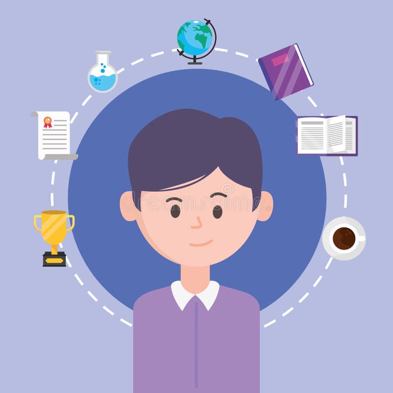 Avatar Man and Learning Online Concept Vector Design Stock Vector ...
