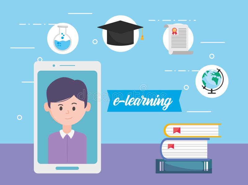 Avatar Man and Learning Online Concept Vector Design Stock Vector ...