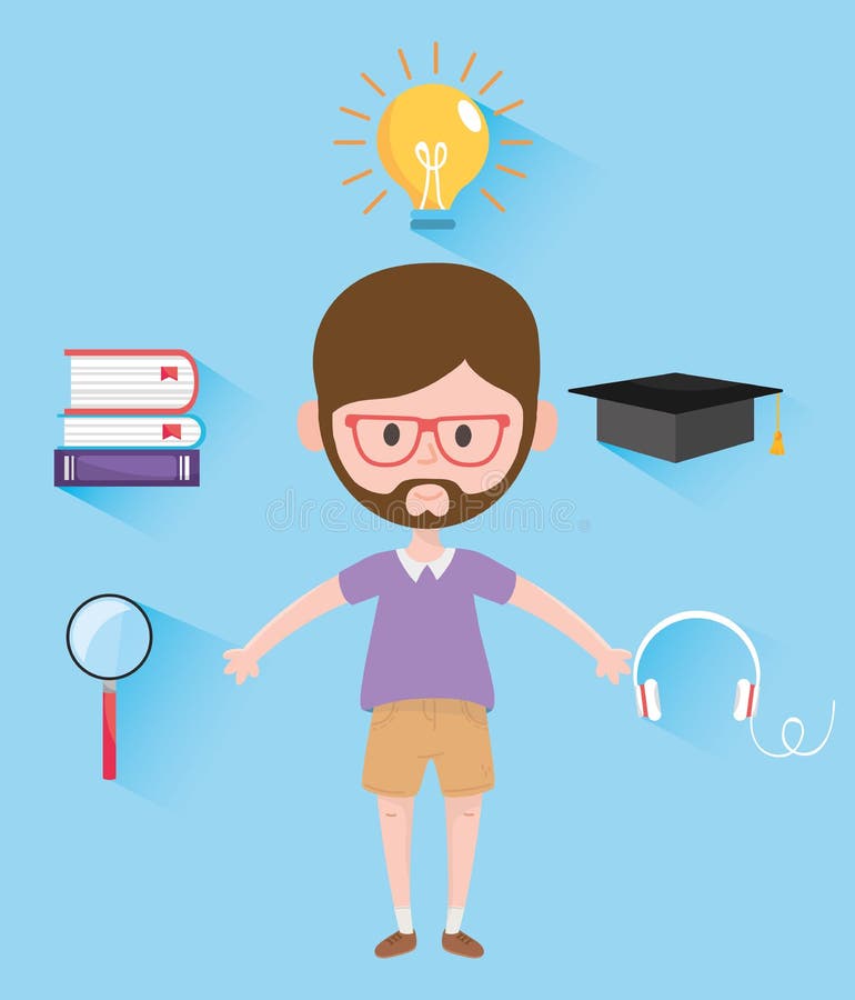 Avatar Man and Learning Online Concept Vector Design Stock Vector ...