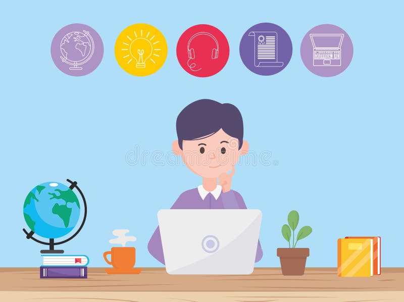 Avatar Man and Learning Online Concept Vector Design Stock Vector ...