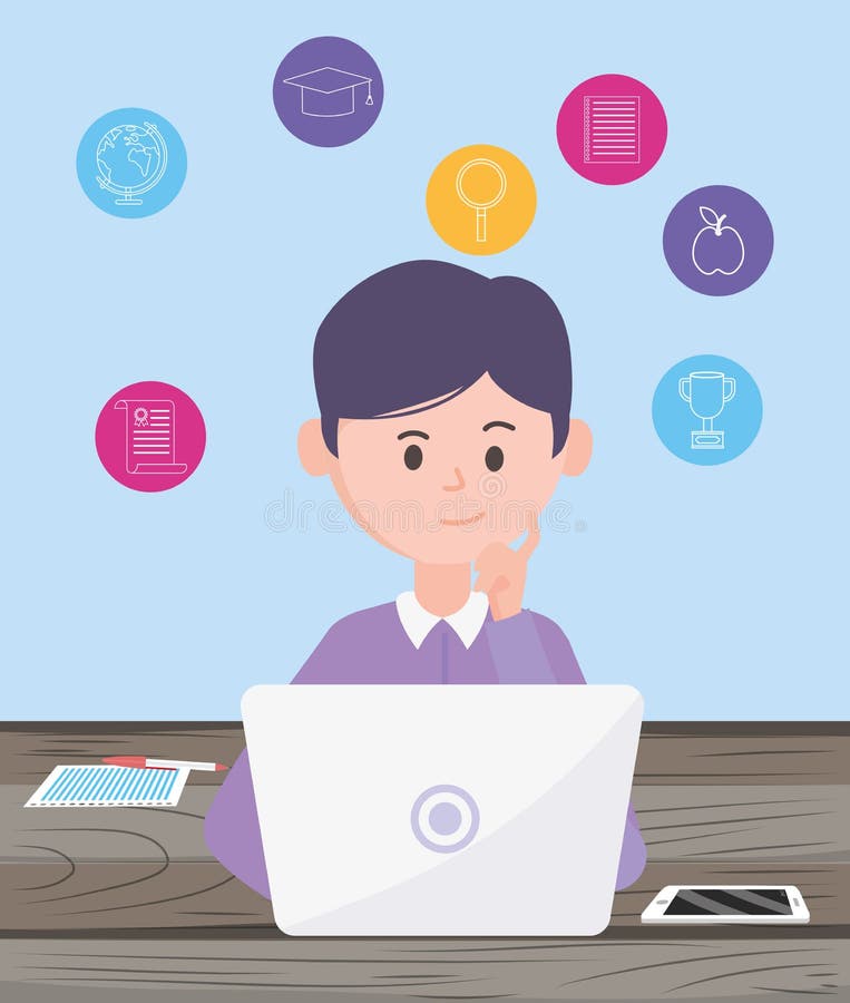 Avatar Man and Learning Online Concept Vector Design Stock Vector ...