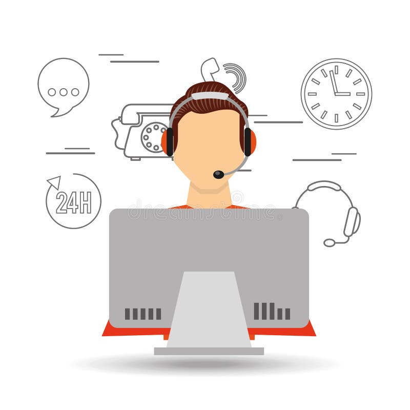 Avatar Man Orange Tshirt Contact Us Information Service Stock Vector ...