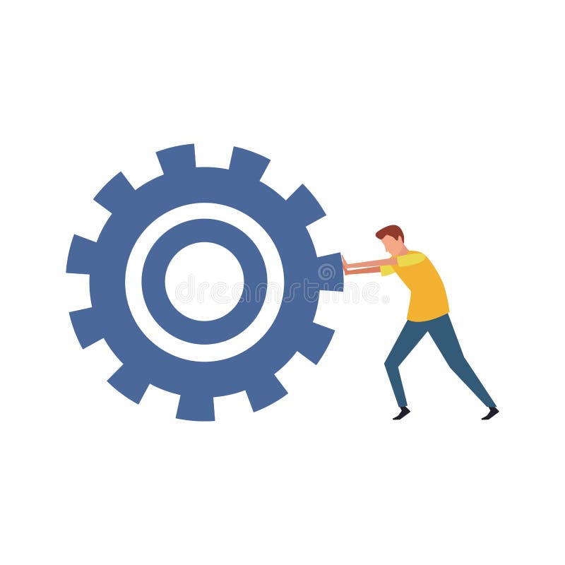 Man pushing a wheel stock illustration. Illustration of push - 31260716