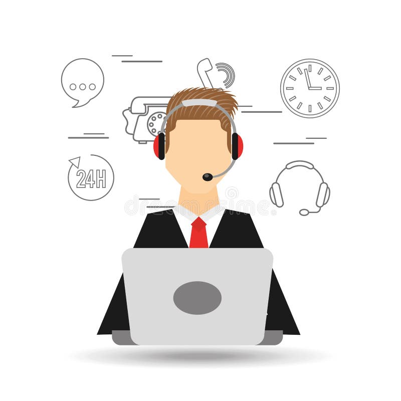 Avatar Man Red Tie Contact Us Information Service Stock Vector ...