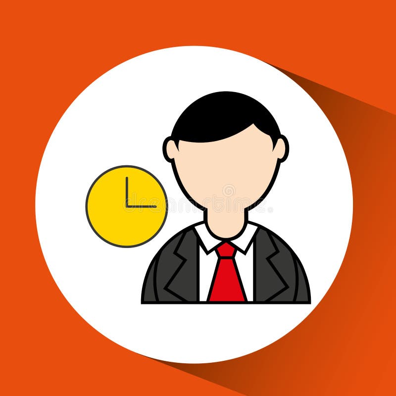 Avatar Man with Suit and Time Clock Graphic Stock Illustration ...