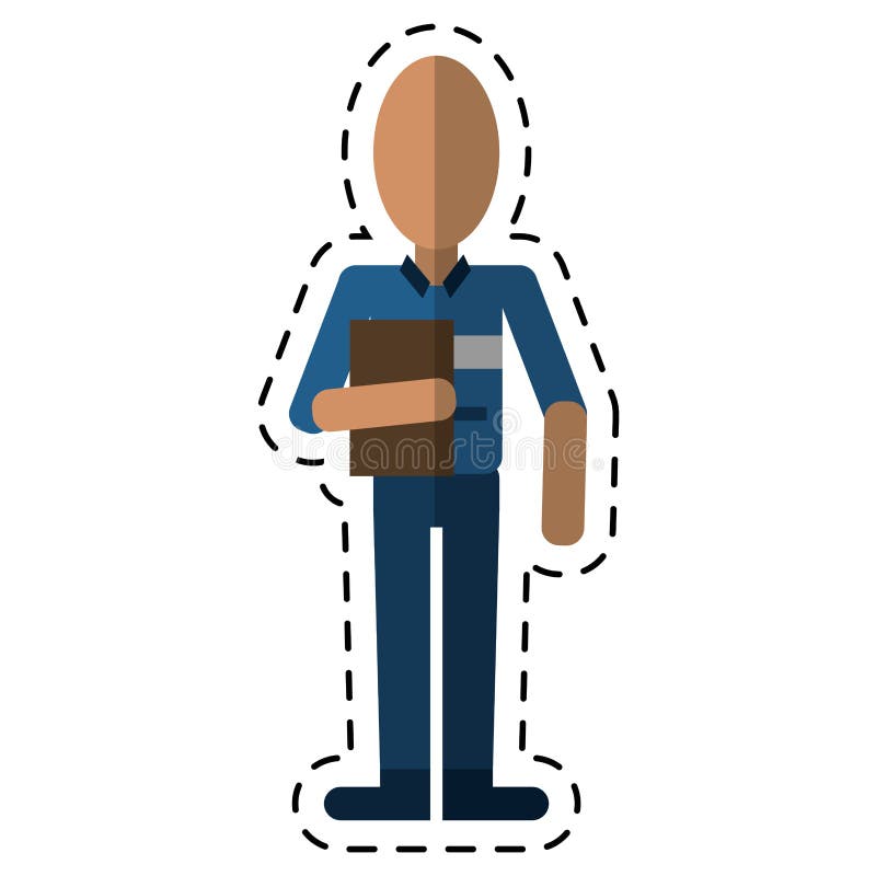 Avatar Man Work Employee with Clipboard Cutting Stock Vector ...