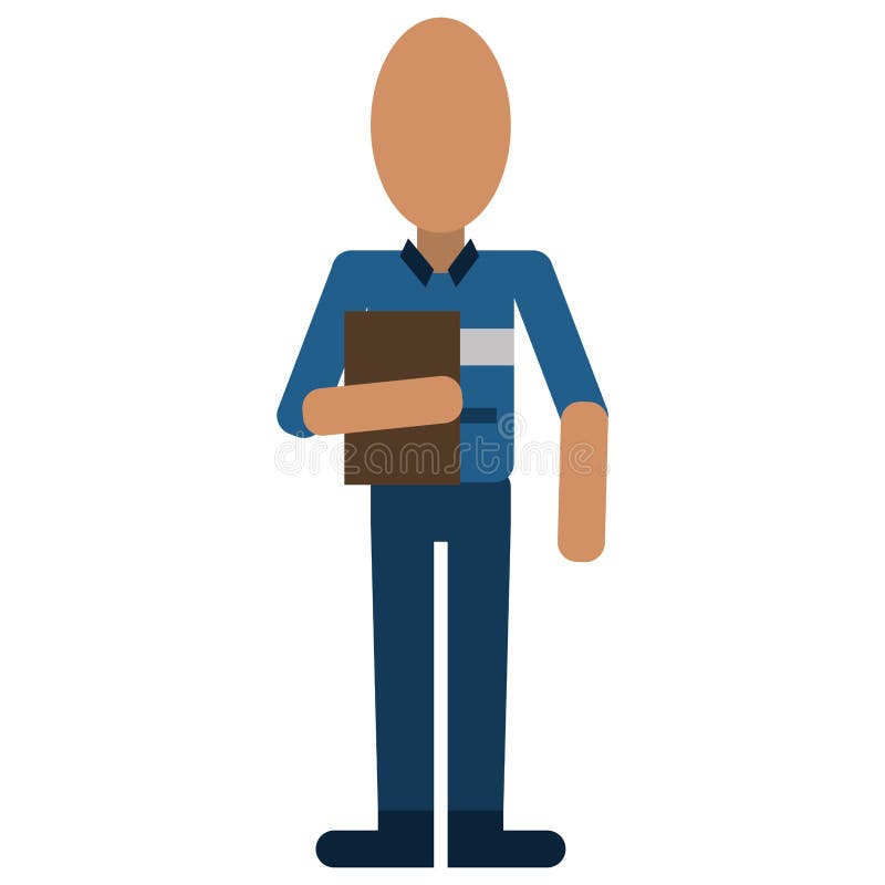 Avatar Man Work Employee with Clipboard Shadow Stock Vector ...