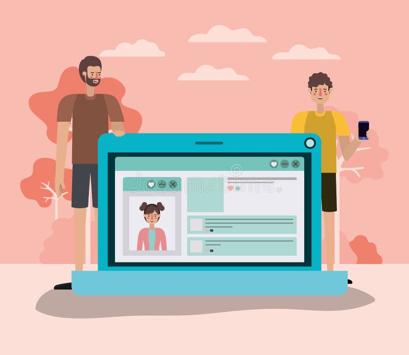 Avatar Men and Laptop Vector Design Stock Vector - Illustration of ...